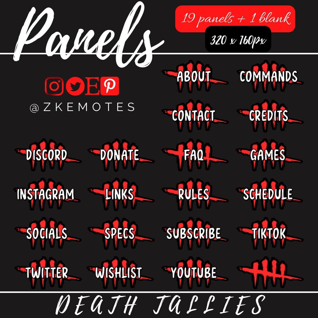 DBD Twitch Panels, Death Tally Panels, Horror Twitch Panels, Twitch ...