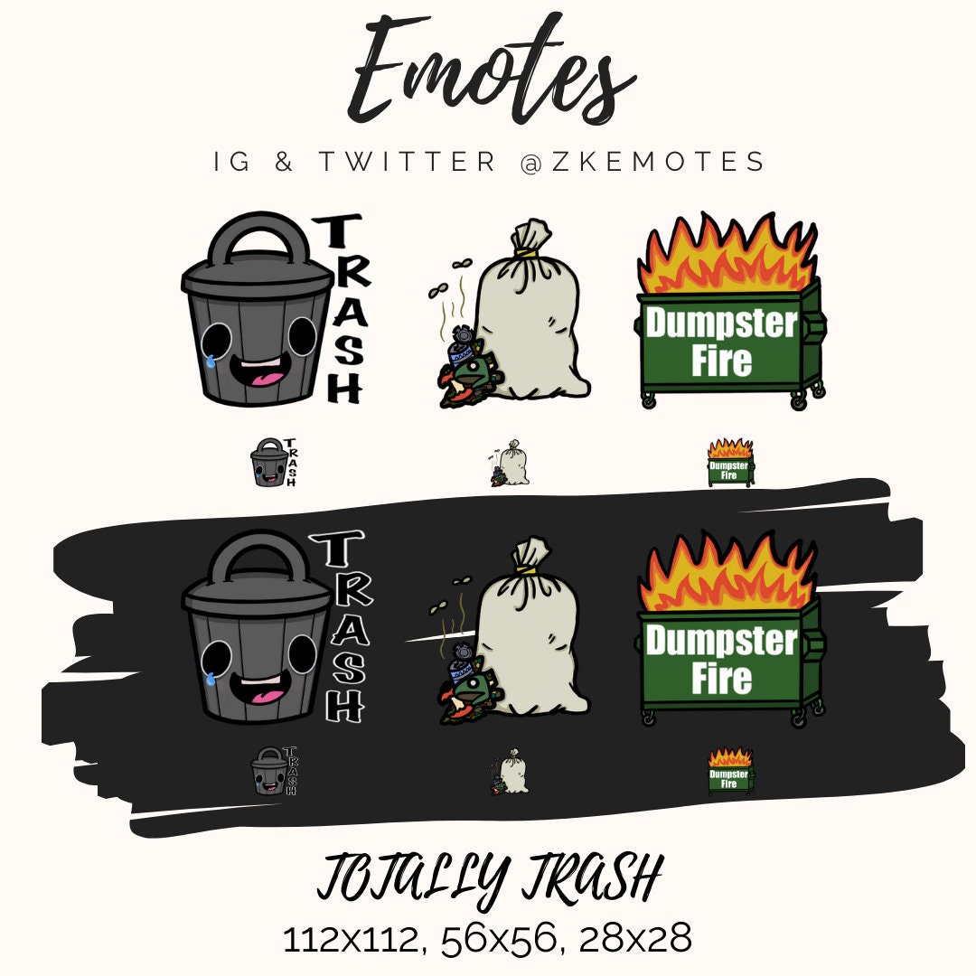 Trash Gaming Emote Set, Funny Twitch Streamer Emotes (digital Download ...