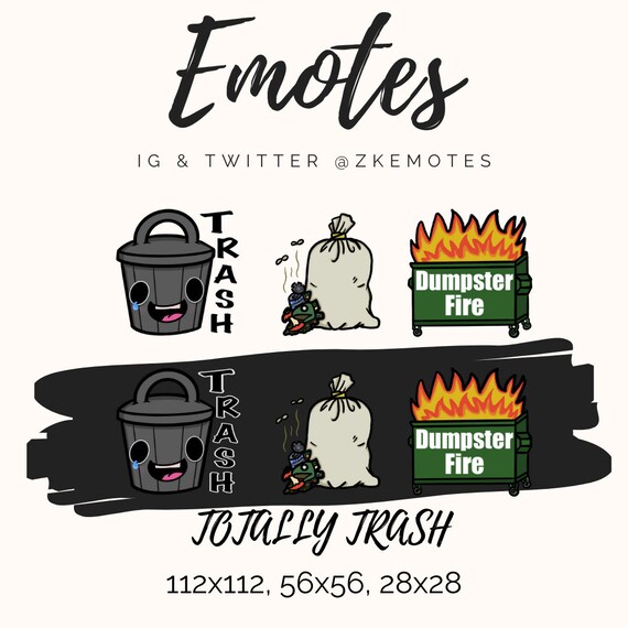 Totally Trash Emote Trash Gaming Emote Garbage Emote Funny | Etsy