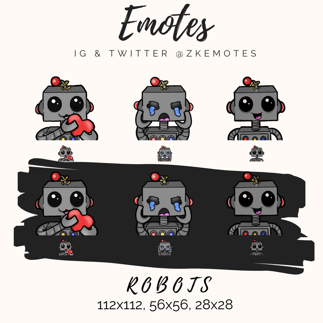 5-Piece Robot Emote set for Twitch Discord or Youtube Art ...