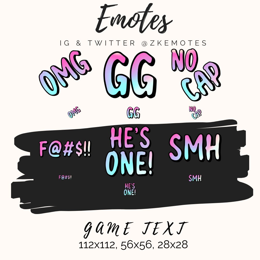 Pink Text Emote, GG OMG Text Emote, Twitch Emote, Streamer Emote ...
