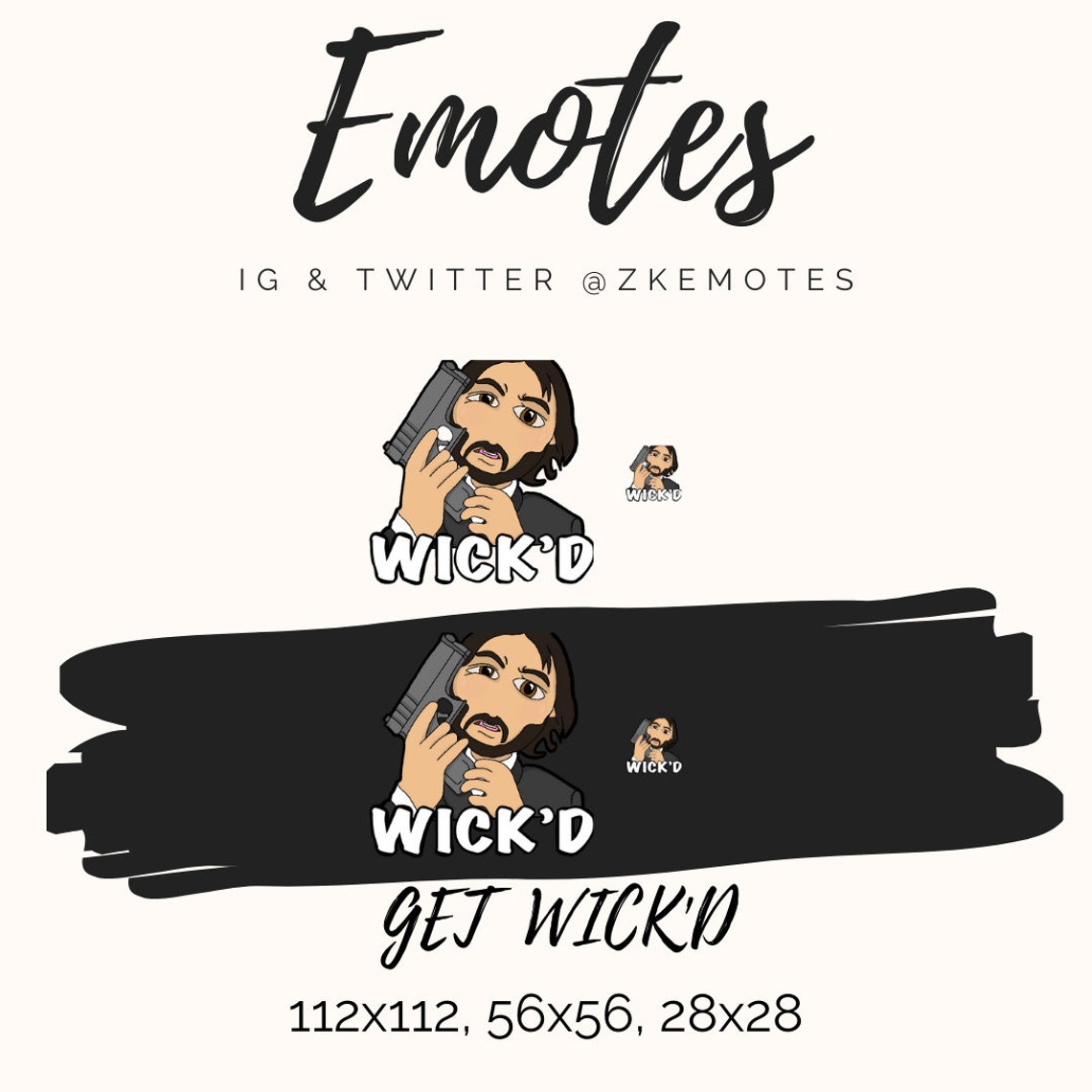 John Wick Emote, Weapon Emote, Gun Emote, Twitch Emote, Streamer Emote ...