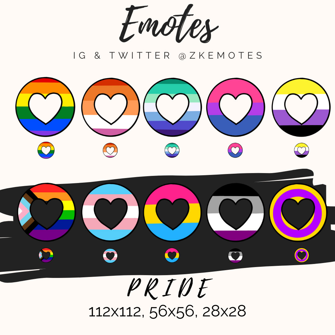 Pride Heart Emotes for Twitch, Discord (digital Download) - Etsy