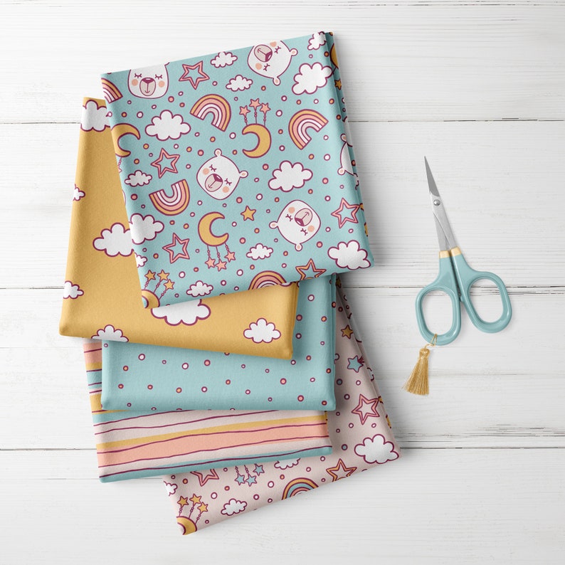 Good Night Boho Rainbow Seamless Pattern File - Kids Fabric Design ...