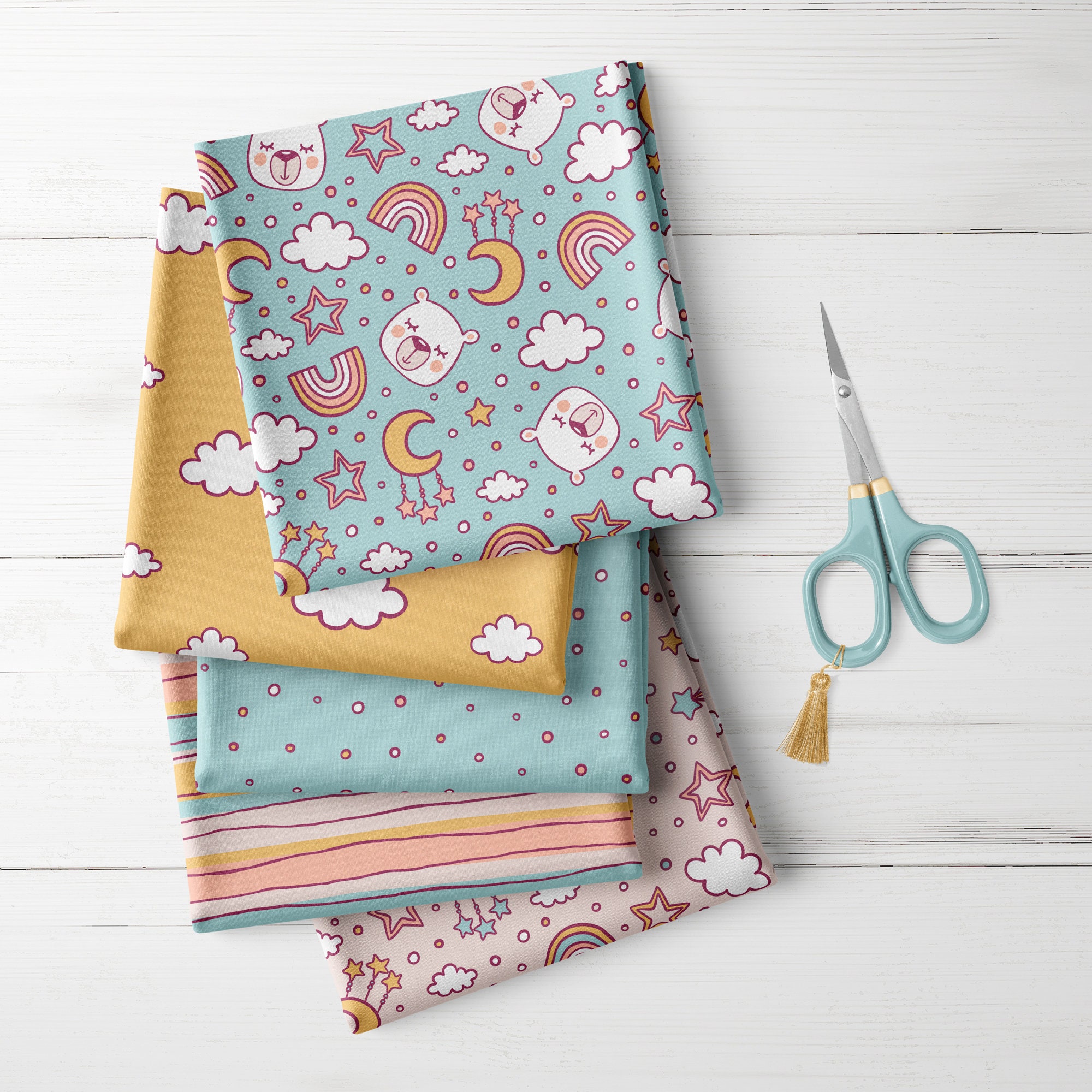 Good Night Boho Rainbow Seamless Pattern File Kids Fabric Design ...