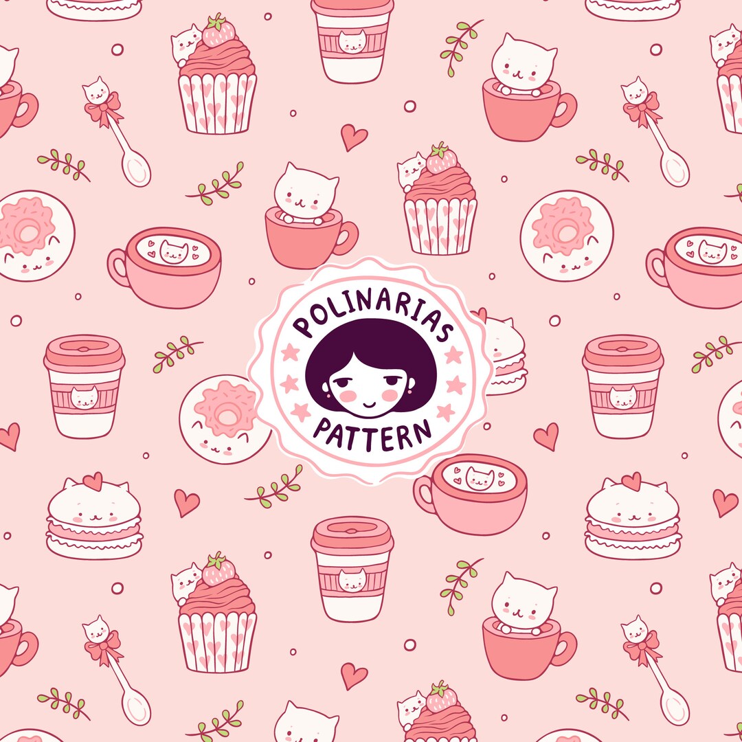 Kawaii Sweet Cat Seamless Pattern - Design for Kids Fabric - Etsy