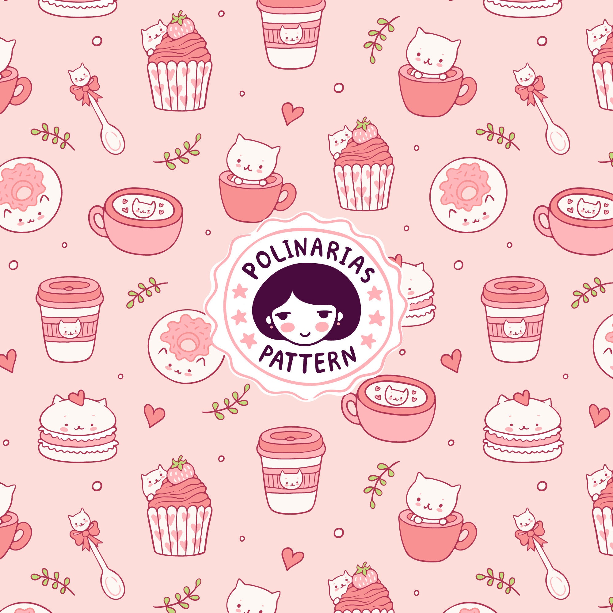 Kawaii Sweet Cat Seamless Pattern Design for Kids Fabric - Etsy