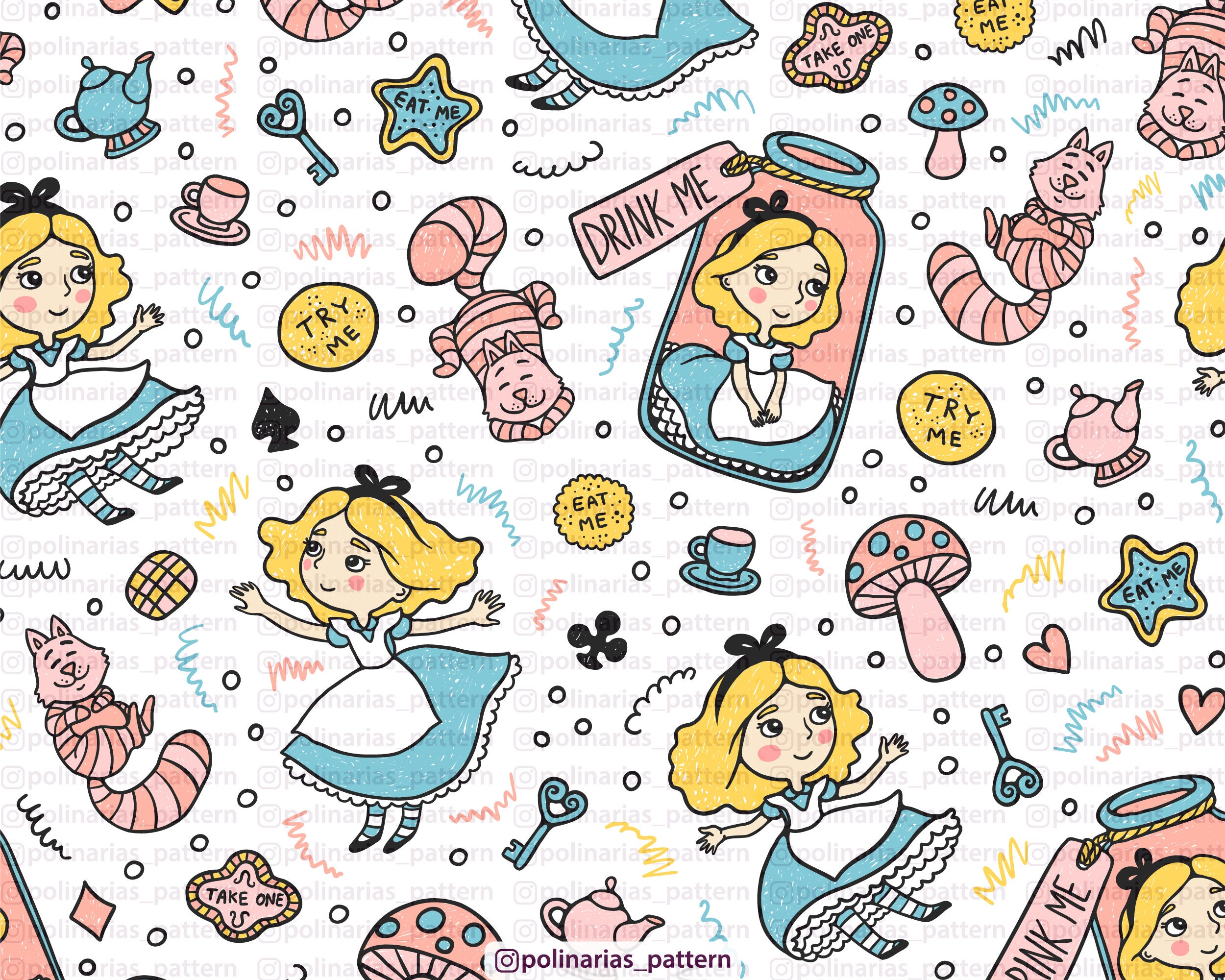Alice in Wonderland Seamless File, Exclusive Digital Repeating Pattern ...