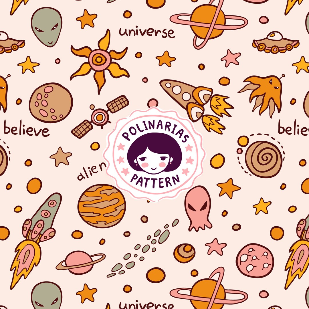 Alien Space Rocket Seamless File, Retro UFO Repeating Pattern Design ...
