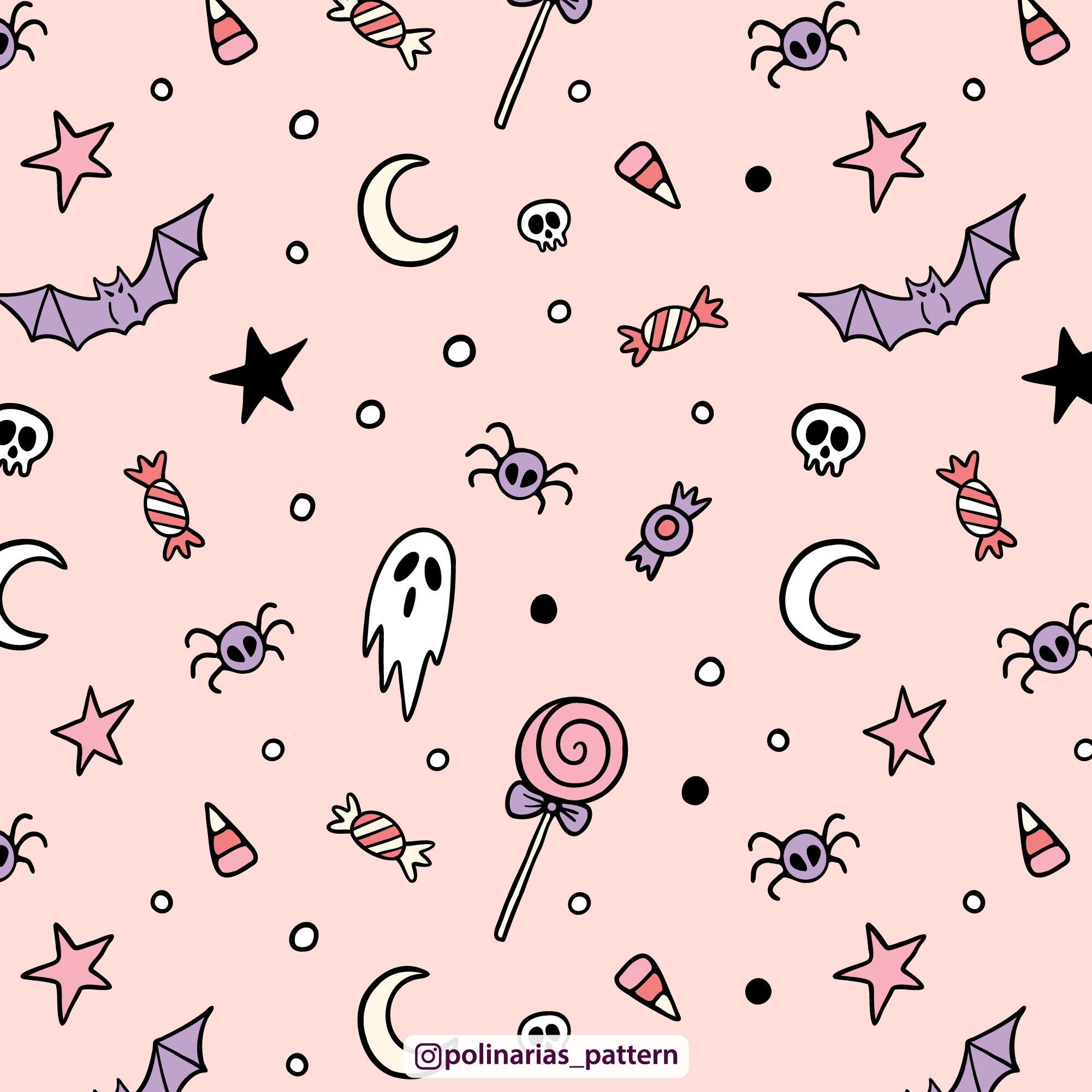 Pink Halloween Digital Paper, Cute Spooky Seamless File, Pastel ...