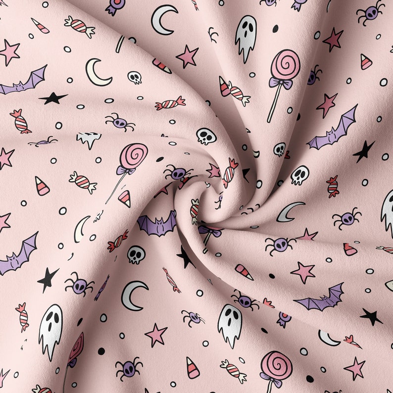 Pink Halloween Digital Paper, Cute Spooky Seamless File, Pastel ...