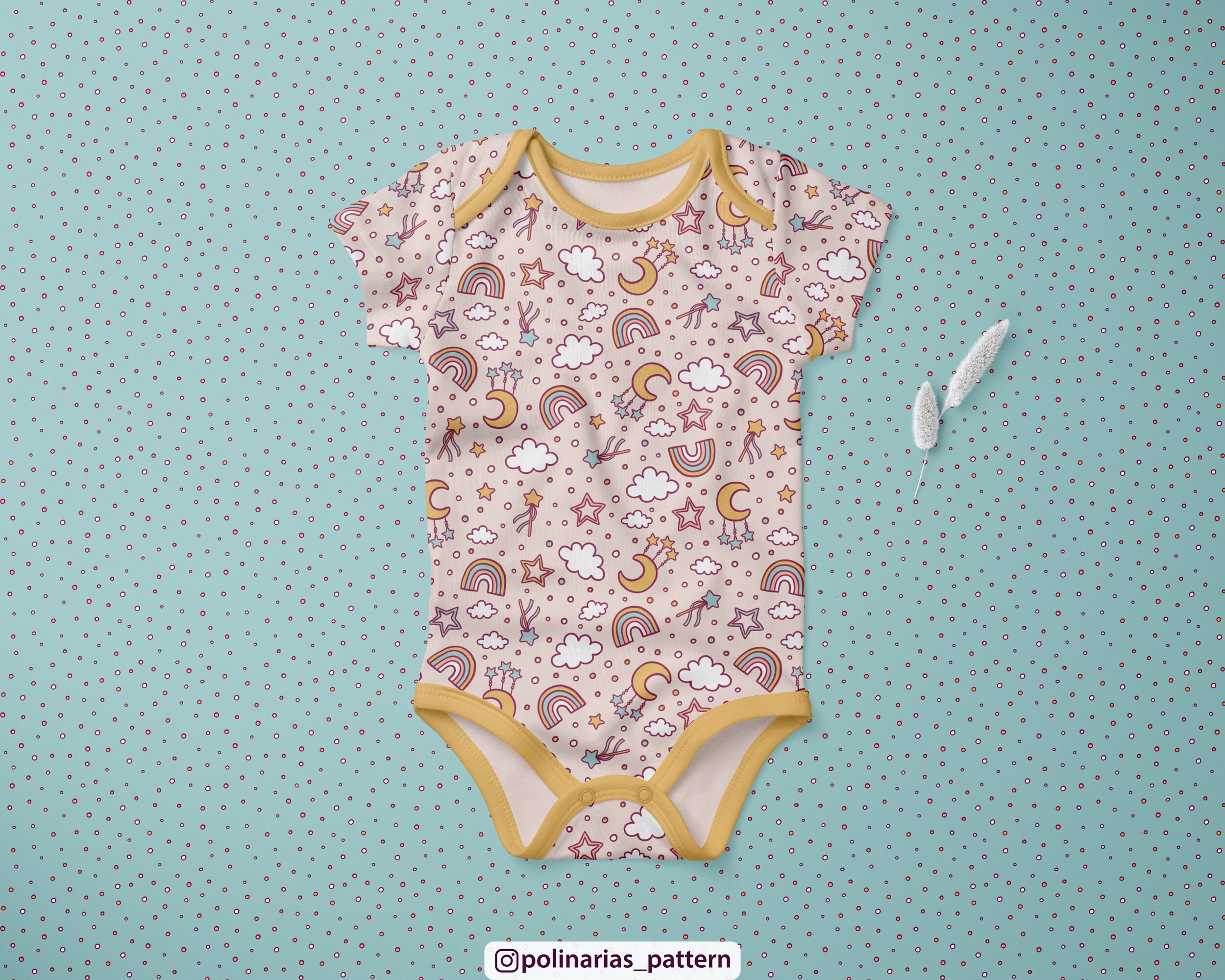 Good Night Boho Rainbow Seamless Pattern File Kids Fabric Design ...