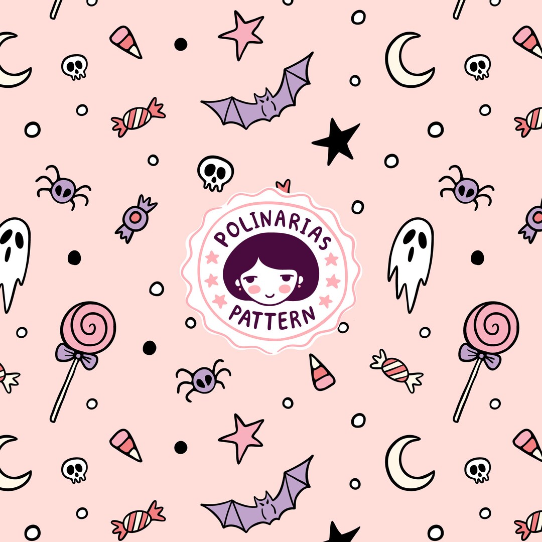 Pink Halloween Digital Paper, Cute Spooky Seamless File, Pastel ...