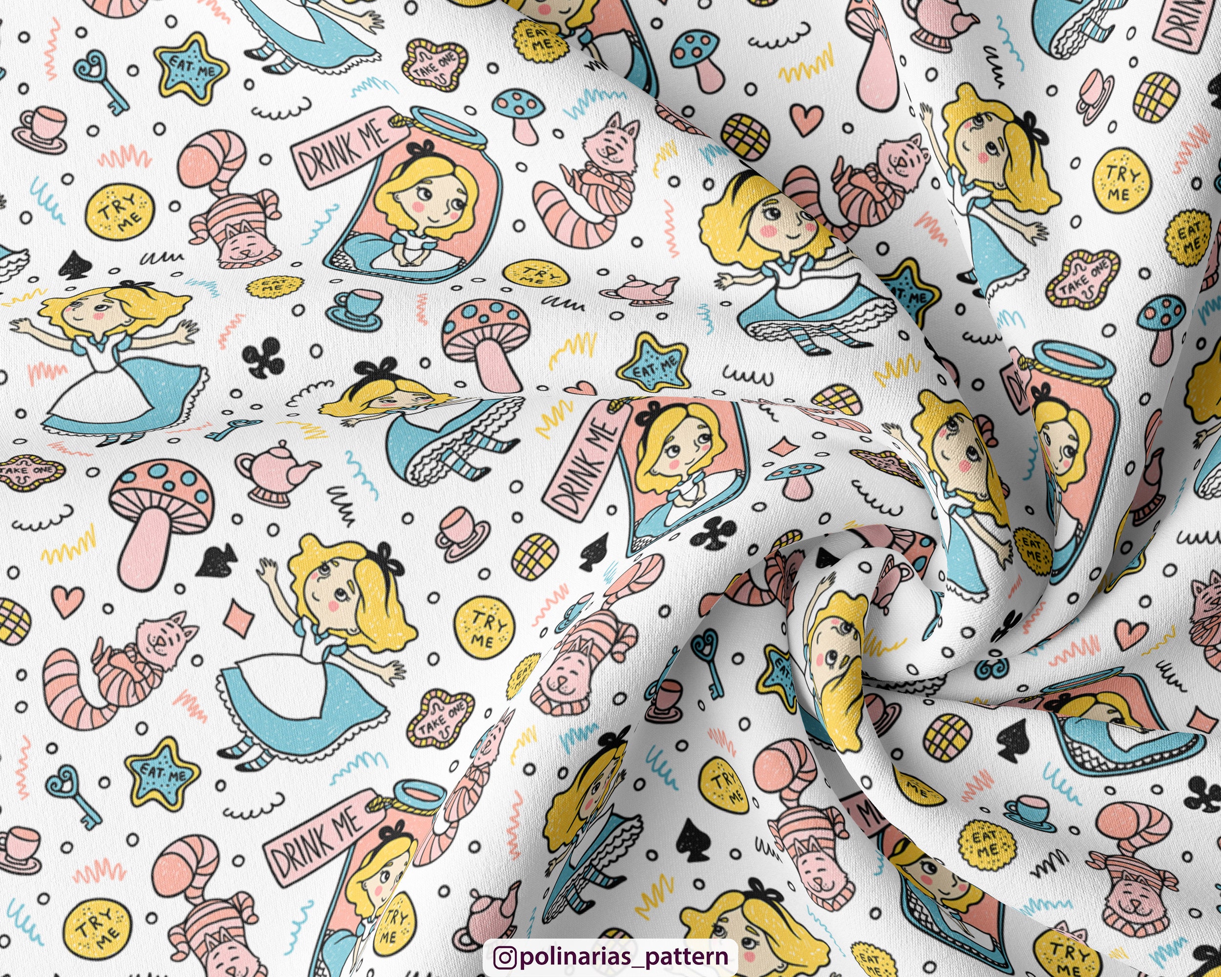 Alice in Wonderland Seamless File, Digital Repeating Pattern, Limited ...