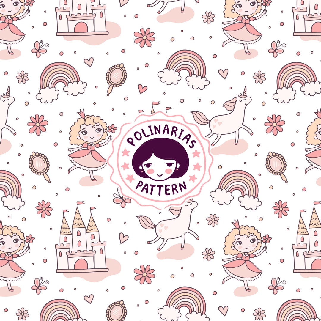 Little Princess Seamless Pattern - Digital Seamless File for Fabric ...
