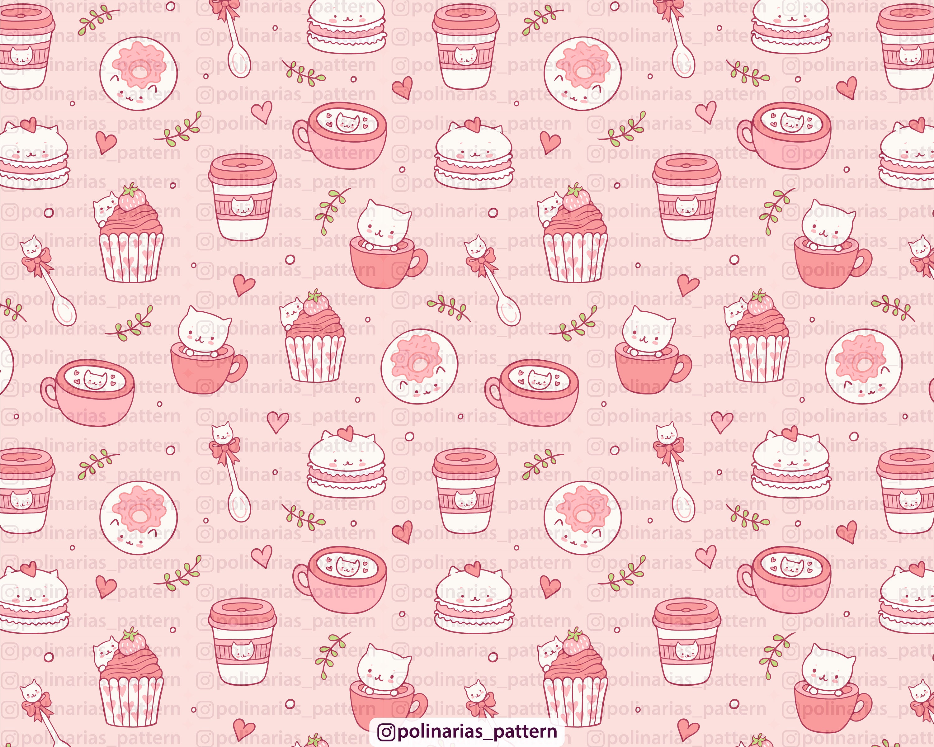 Kawaii Sweet Cat Seamless Pattern Design for Kids Fabric - Etsy