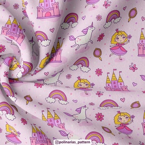 Cute Little Princess Pink Seamless Pattern - Fabric Digital Seamless ...