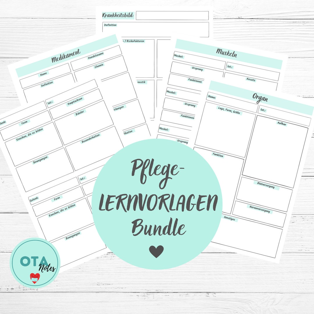 Learning Sheet Care Anatomy Organs Nursing OTA Mfa Medicine Training to Print Out Digitally PDF ...
