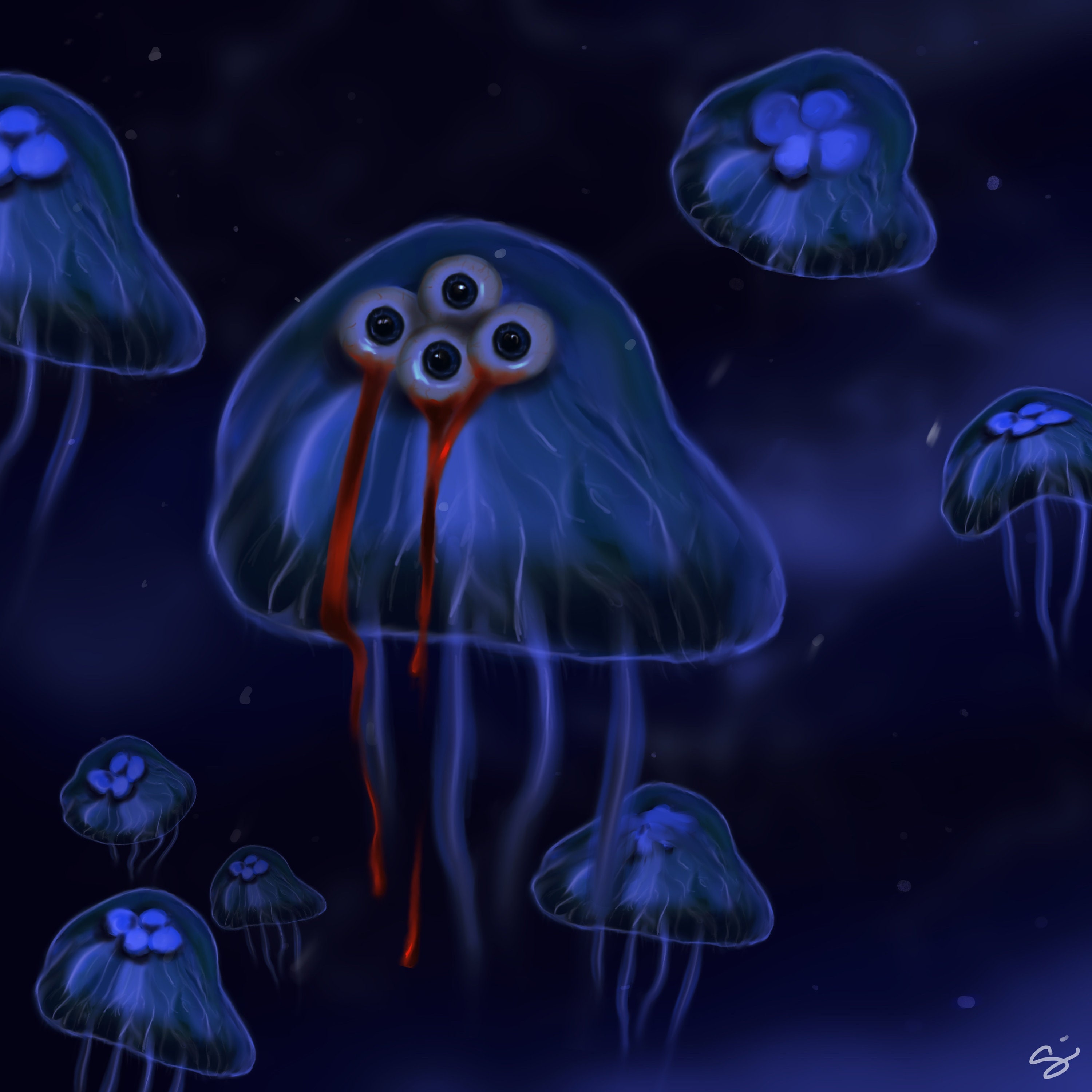 Creepy Jellyfish Poster - Etsy