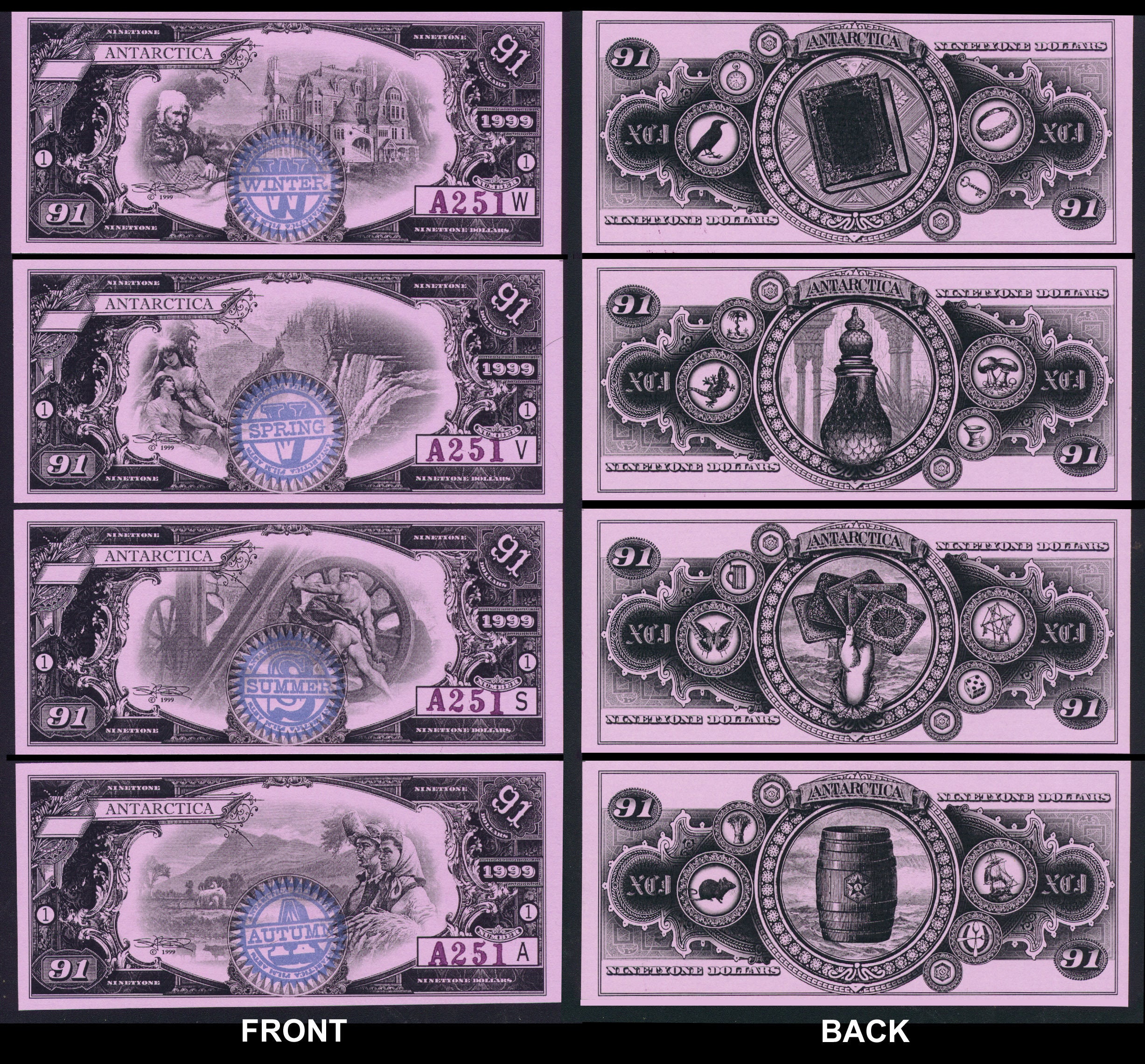 Fantasy Currency - Antarctica Dream-dollars 91 Dollar Mint Set ...