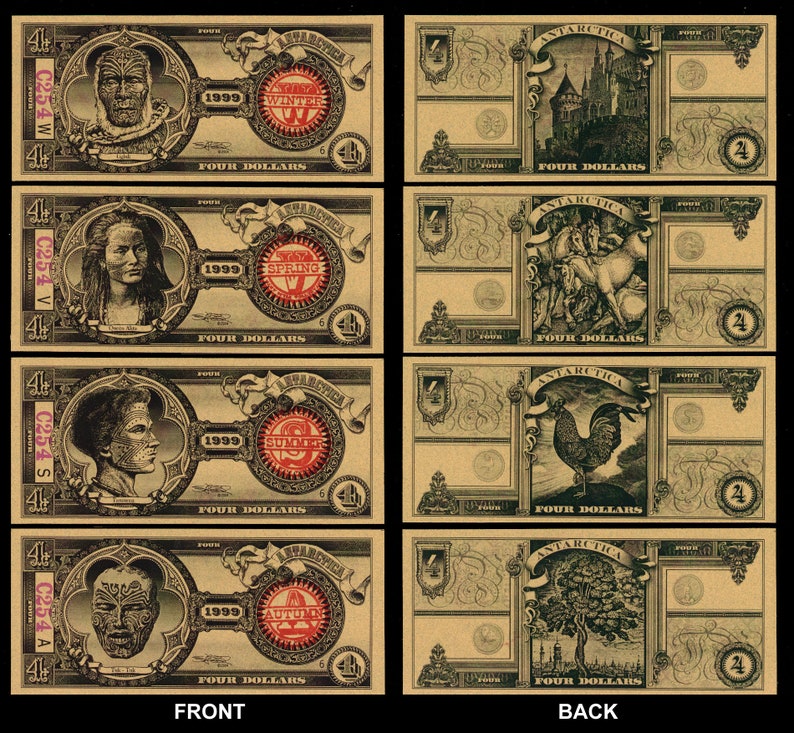 Fantasy Currency - Antarctica Dream-dollars 4 Dollar Mint Set ...