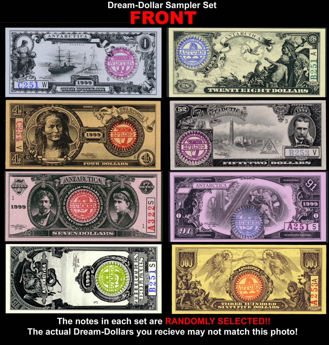 Fantasy Currency - Antarctica Dream-dollars Sampler Set - Currency Art ...