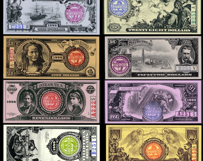 Fantasy Currency - Antarctica Dream-dollars Sampler Set - Currency Art ...