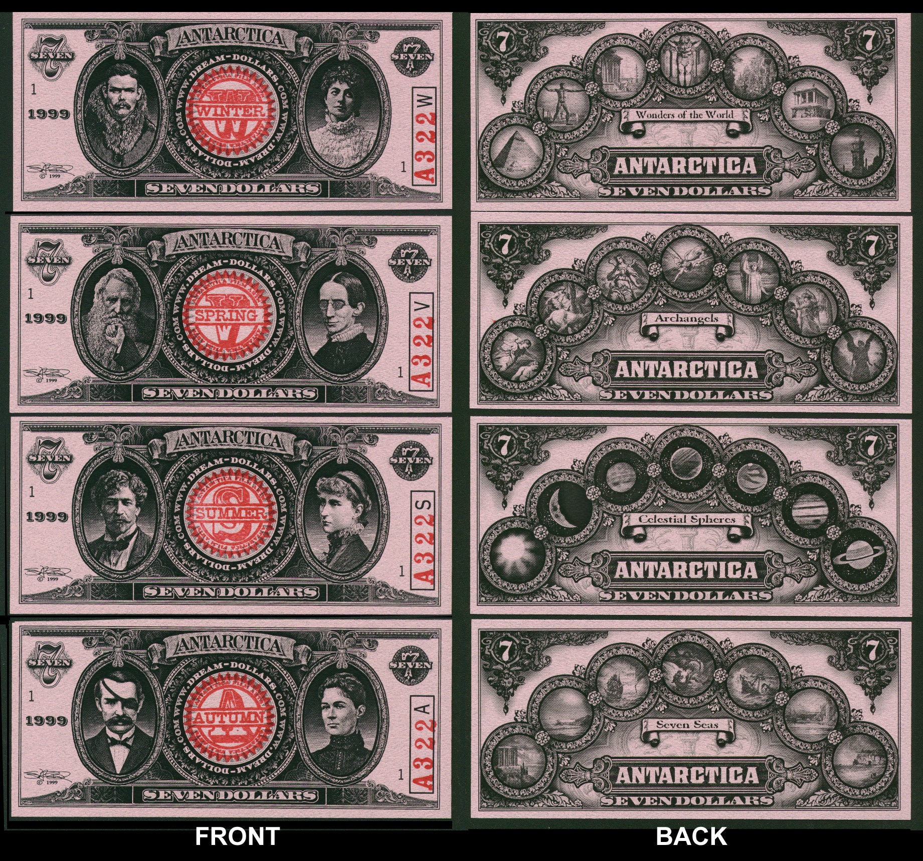 Fantasy Currency Antarctica Dream-dollars 7 Dollar Mint Set Currency ...