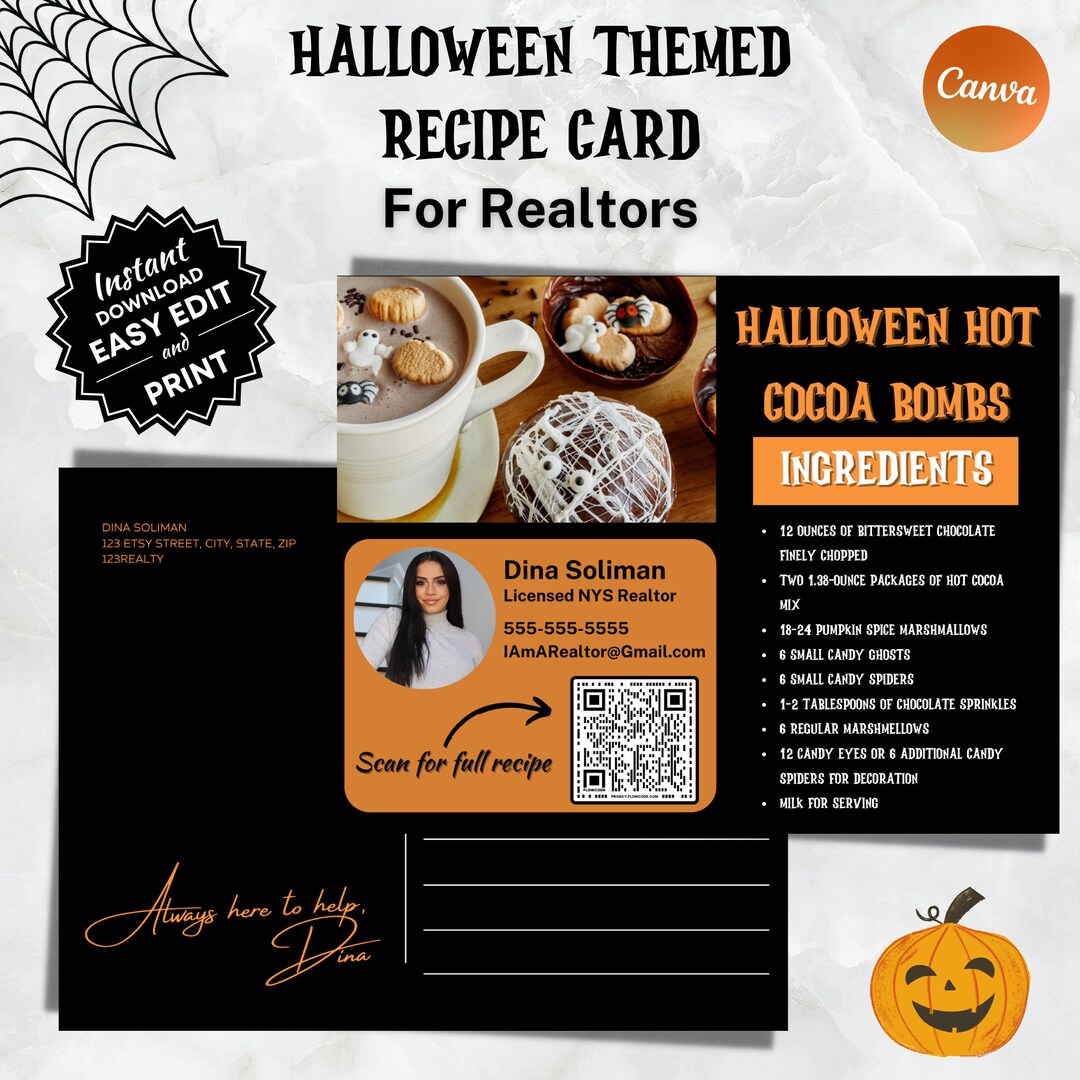 Halloween Crafts Recipe Card, Real Estate Postcard TEMPLATE, Modern ...