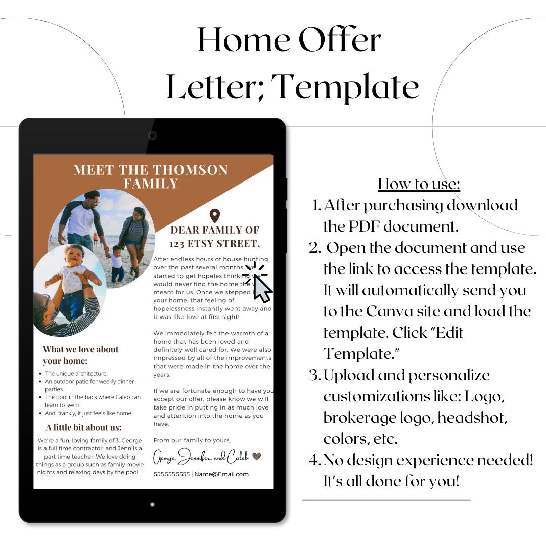 Home Offer Letter TEMPLATE, Buyer Offer Letter, Letter to Seller, Real ...