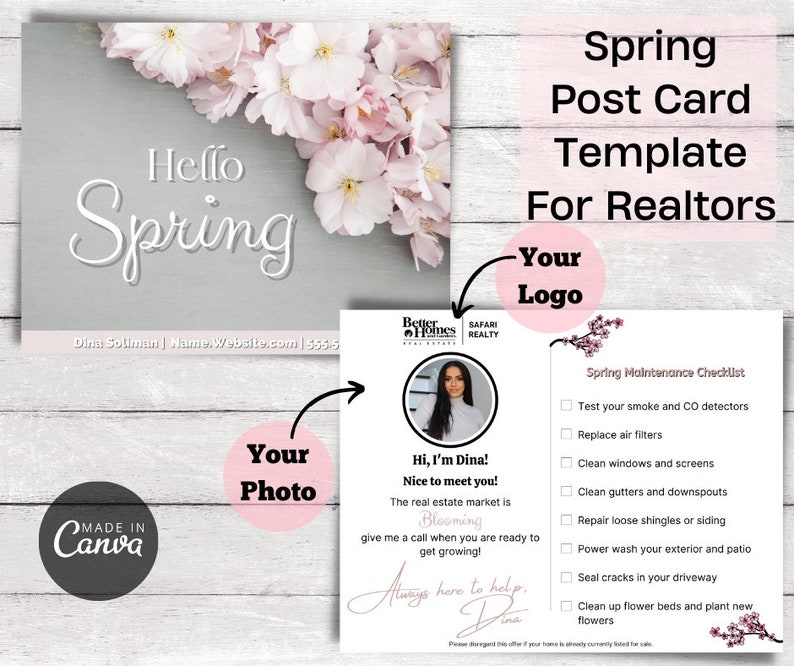 Spring Post Card, Real Estate Post Card TEMPLATE, Modern Real Estate ...