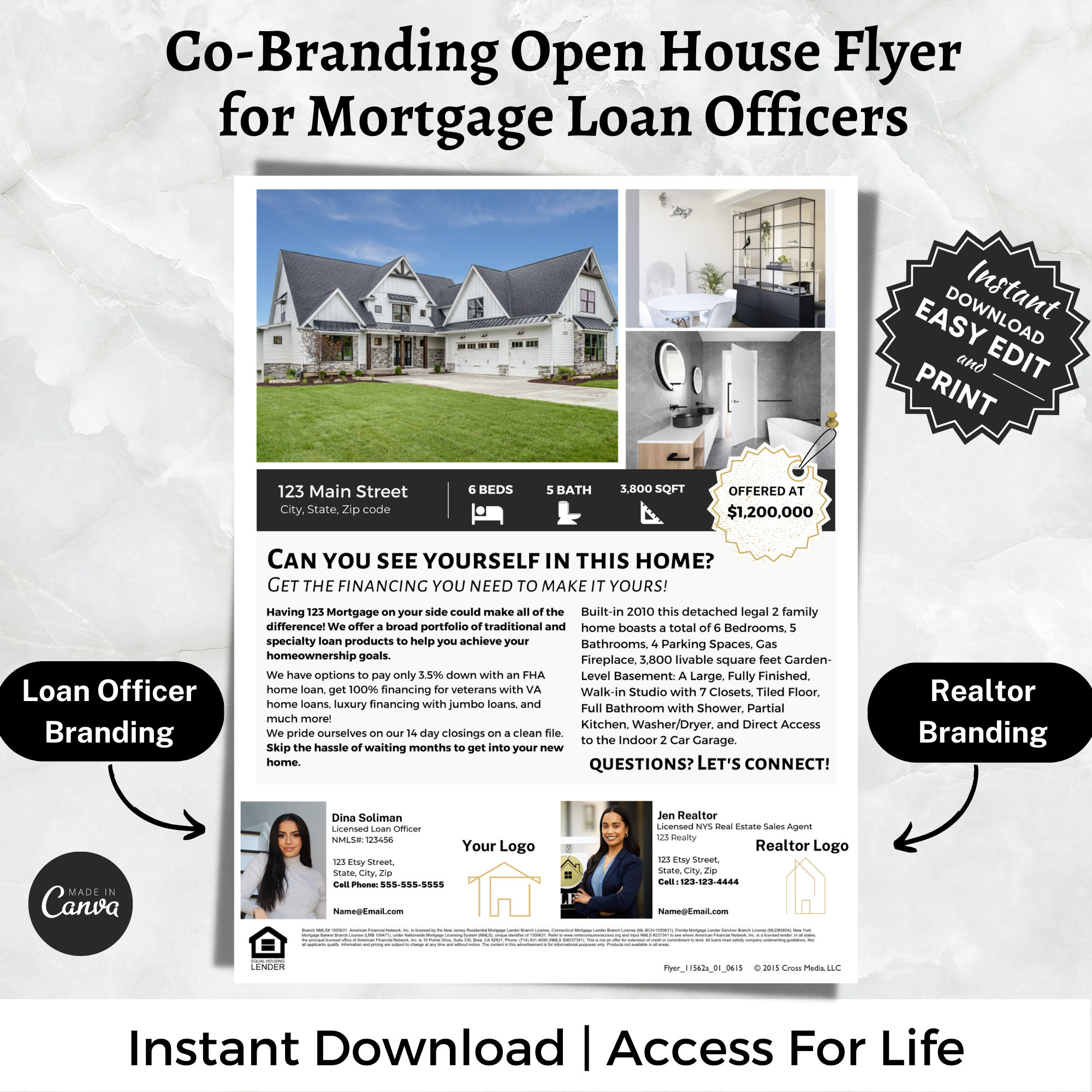 Co-branding Open House Flyer, MLO Open House Flyer TEMPLATE, Modern ...