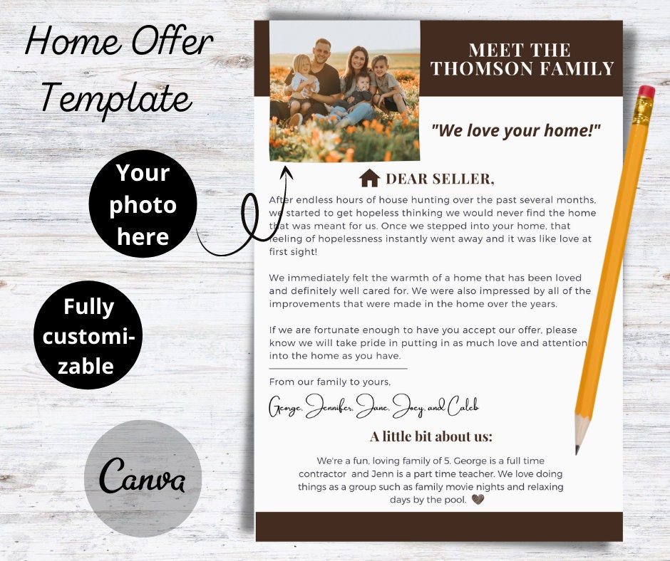 Home Offer Letter TEMPLATE, Buyer Offer Letter, Letter to Seller, Real ...