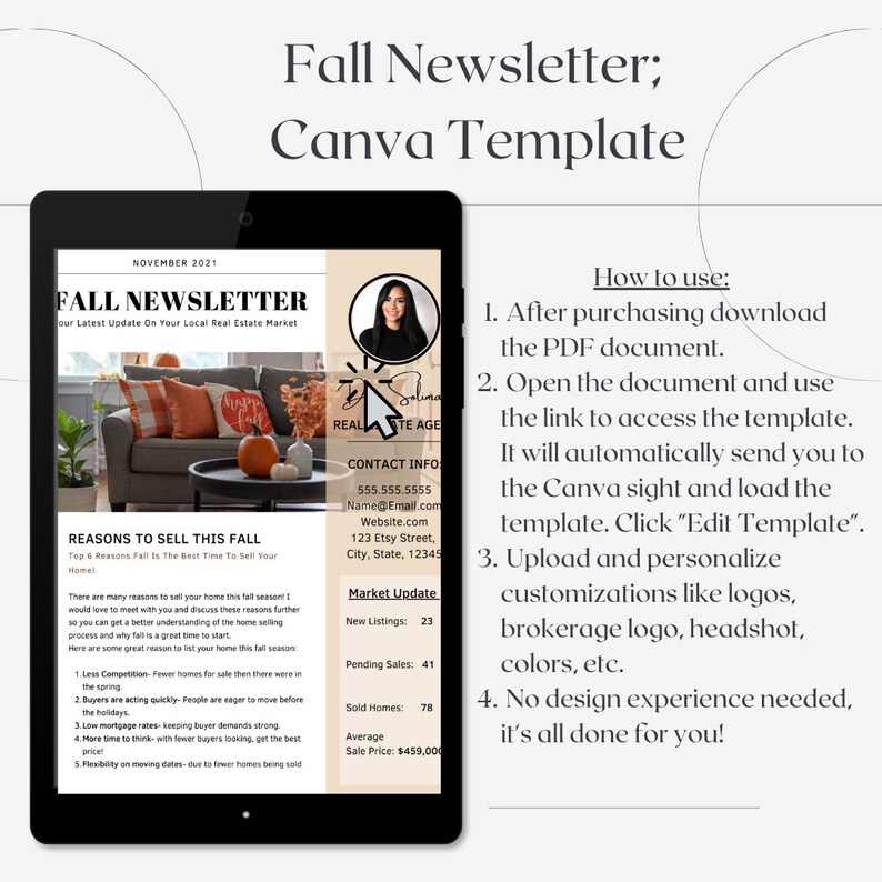 Real Estate Fall Newsletter TEMPLATE, Fall 2021, Modern Real Estate ...