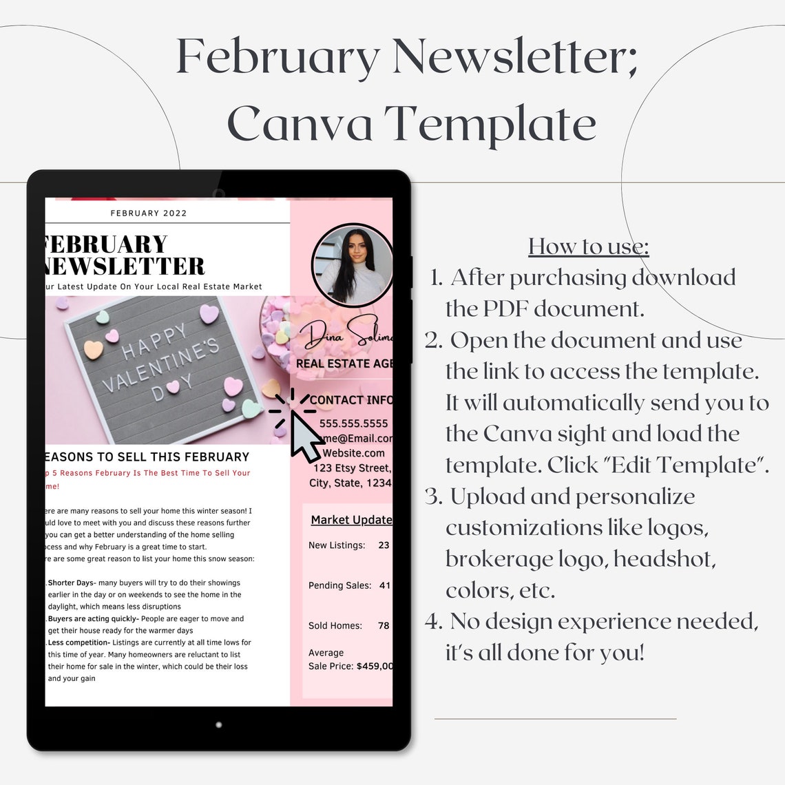 February Newsletter, Real Estate Newsletter TEMPLATE, Modern Real ...