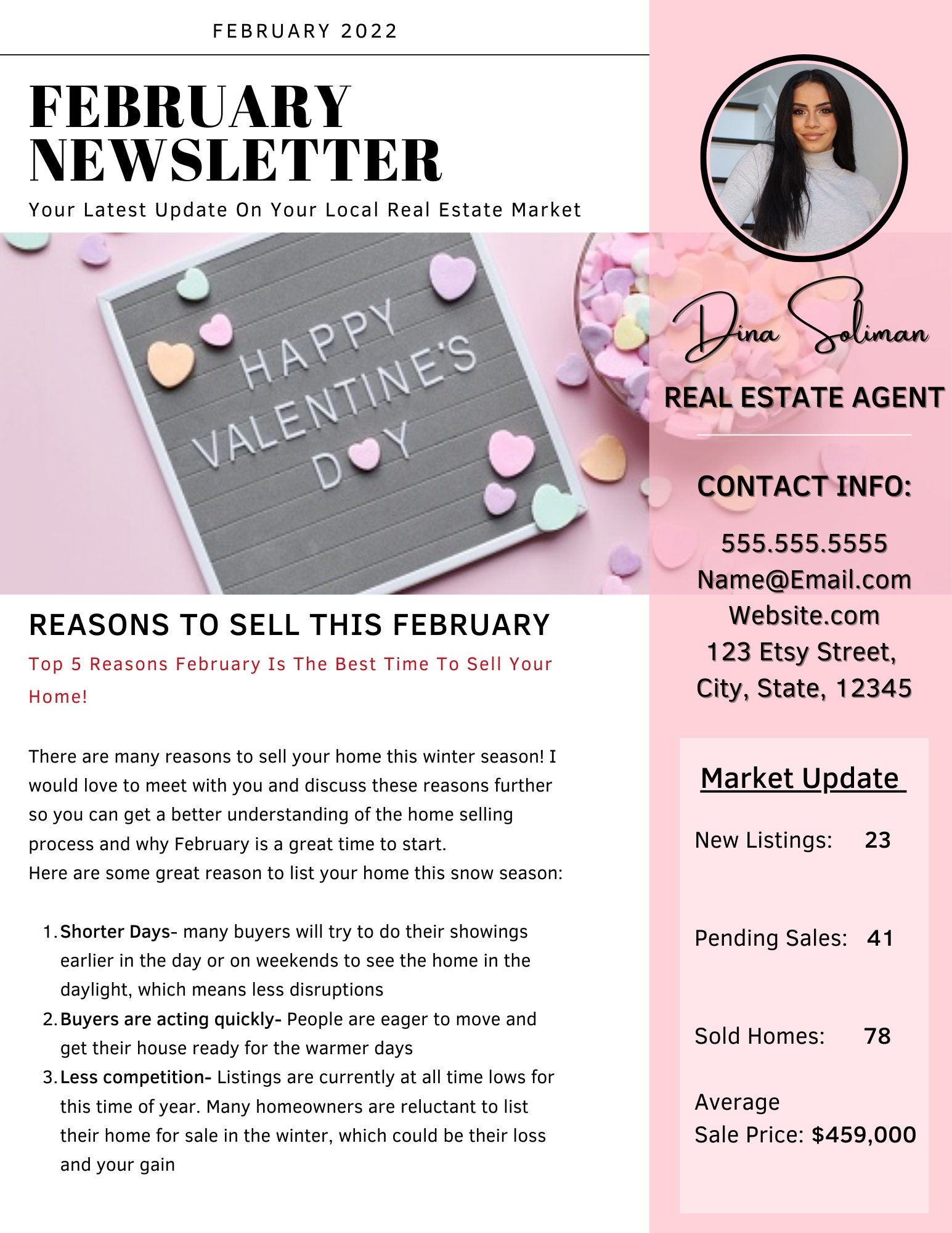 February Newsletter, Real Estate Newsletter TEMPLATE, Modern Real ...