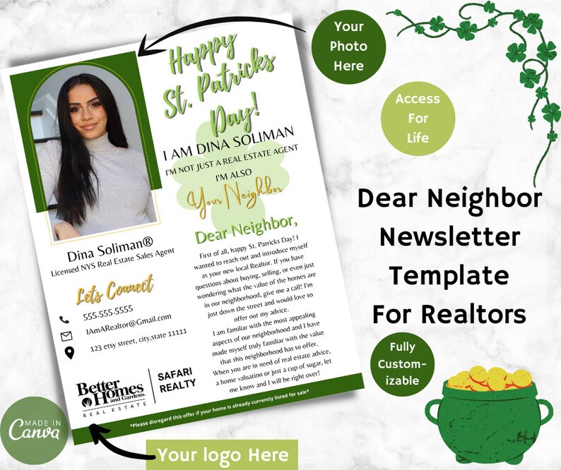 Dear Neighbor Realtor Letter, Real Estate Newsletter TEMPLATE, Modern ...