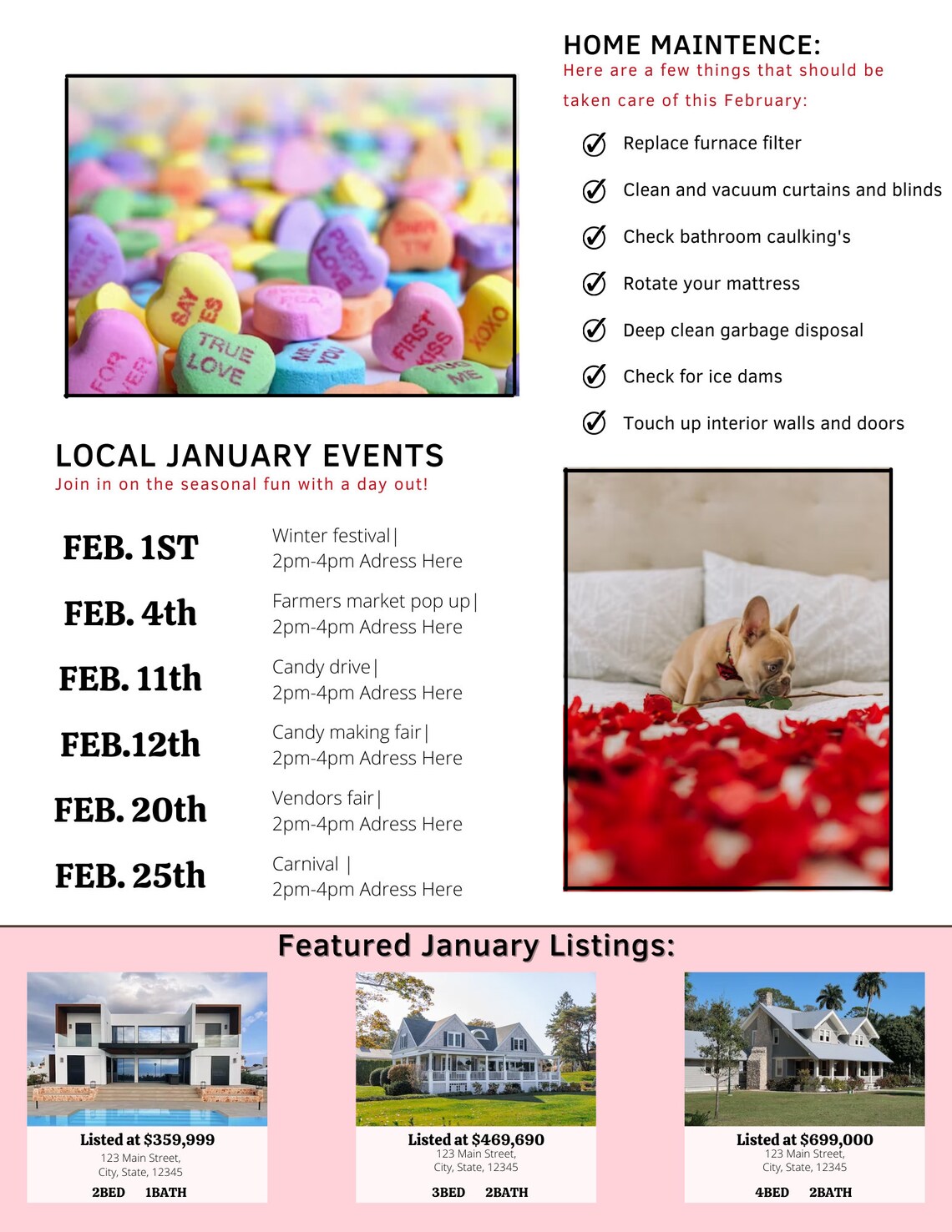 February Newsletter, Real Estate Newsletter TEMPLATE, Modern Real ...