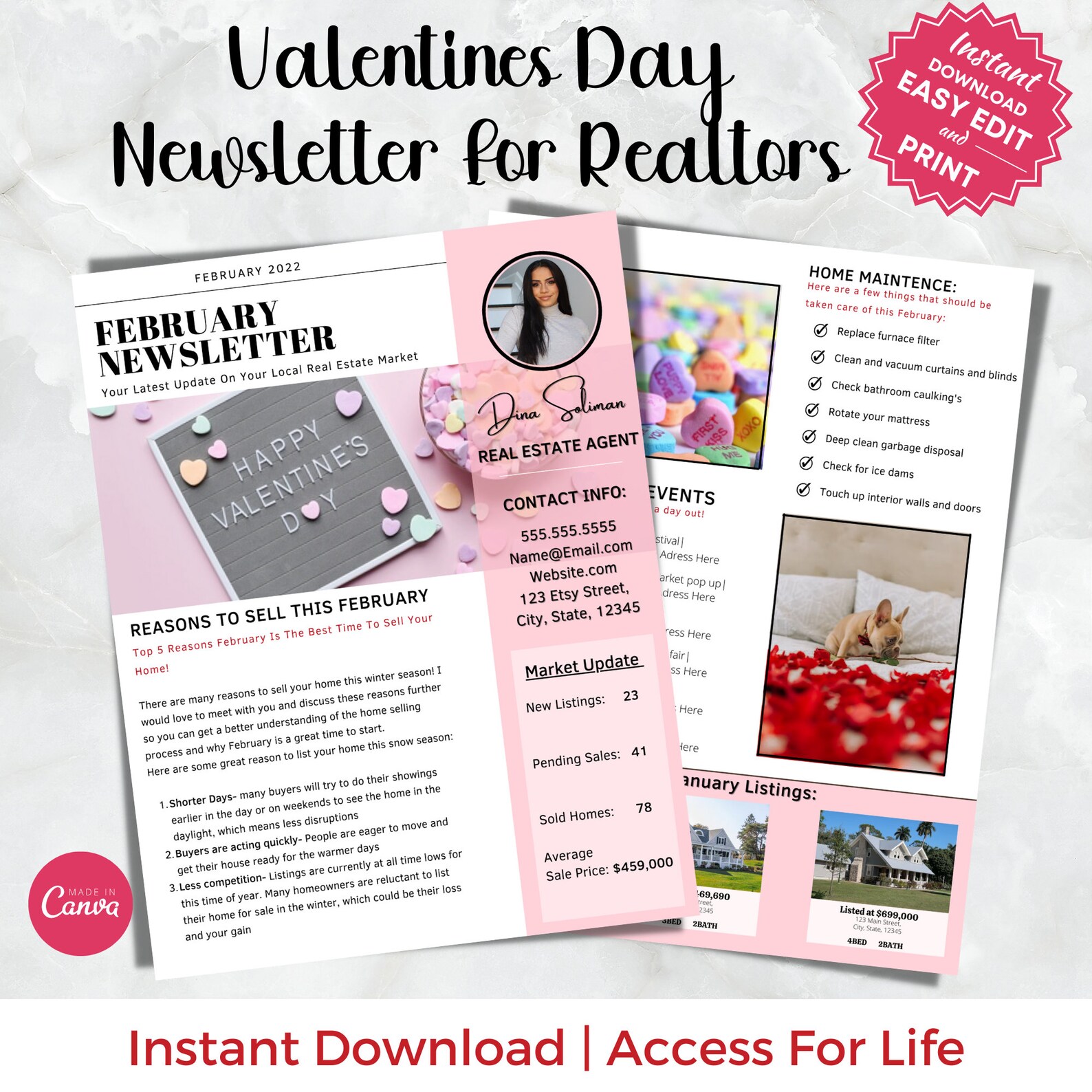 February Newsletter, Real Estate Newsletter TEMPLATE, Modern Real ...