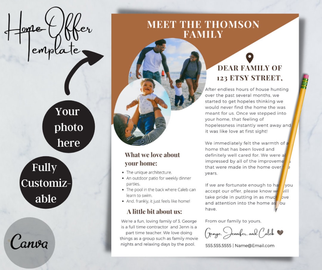 Home Offer Letter TEMPLATE, Buyer Offer Letter, Letter to Seller, Real ...