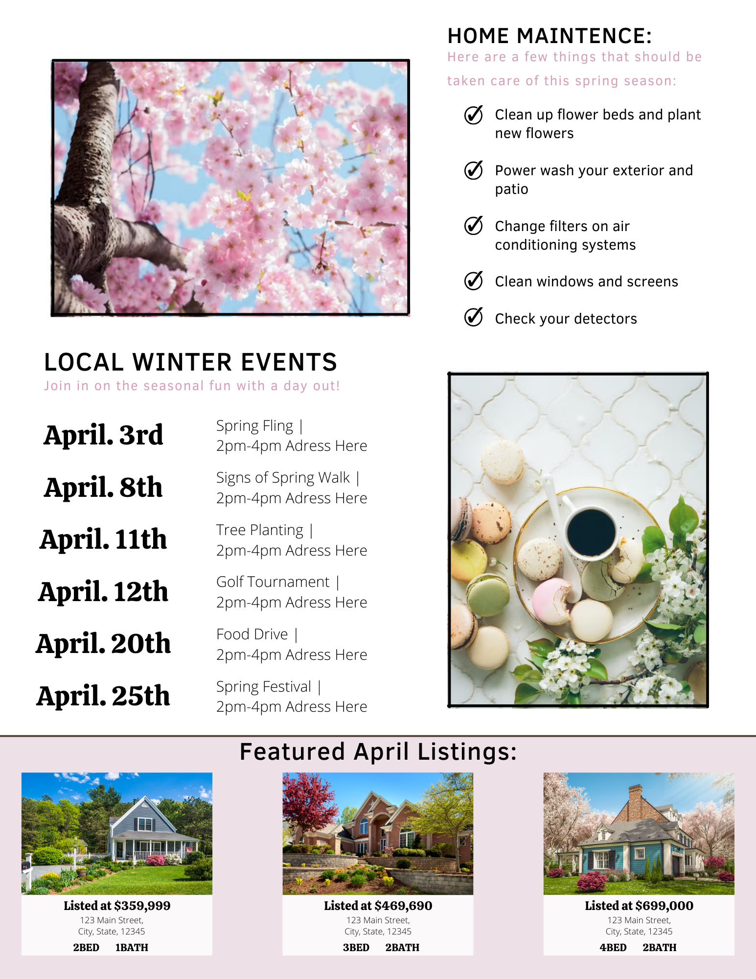 Real Estate Newsletter TEMPLATE, Spring Theme, Modern Realtor ...