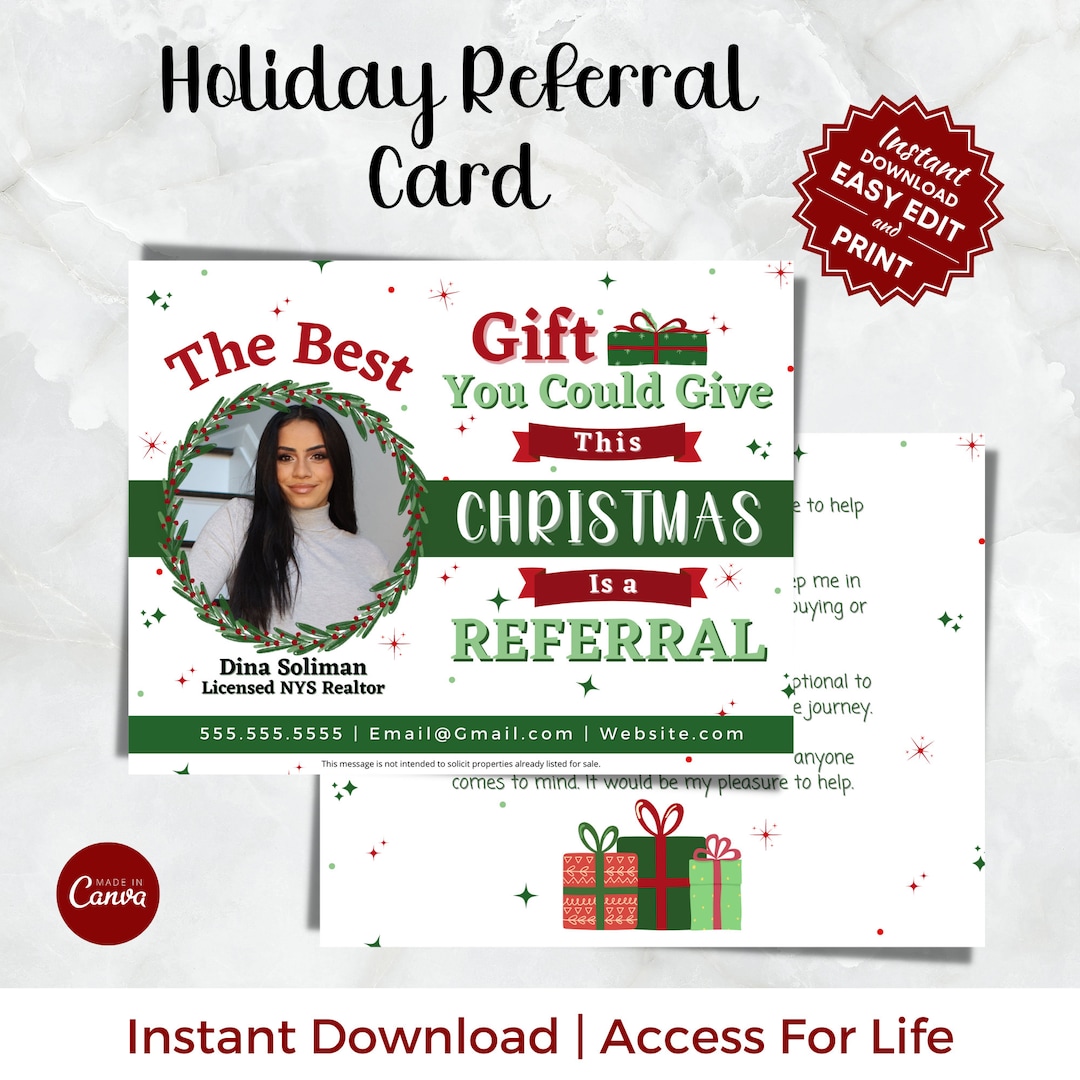 Holiday Realtor Referral Card, Real Estate Postcard TEMPLATE, Modern ...