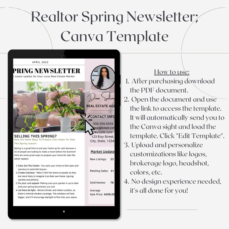 Real Estate Newsletter TEMPLATE, Spring Theme, Modern Realtor ...