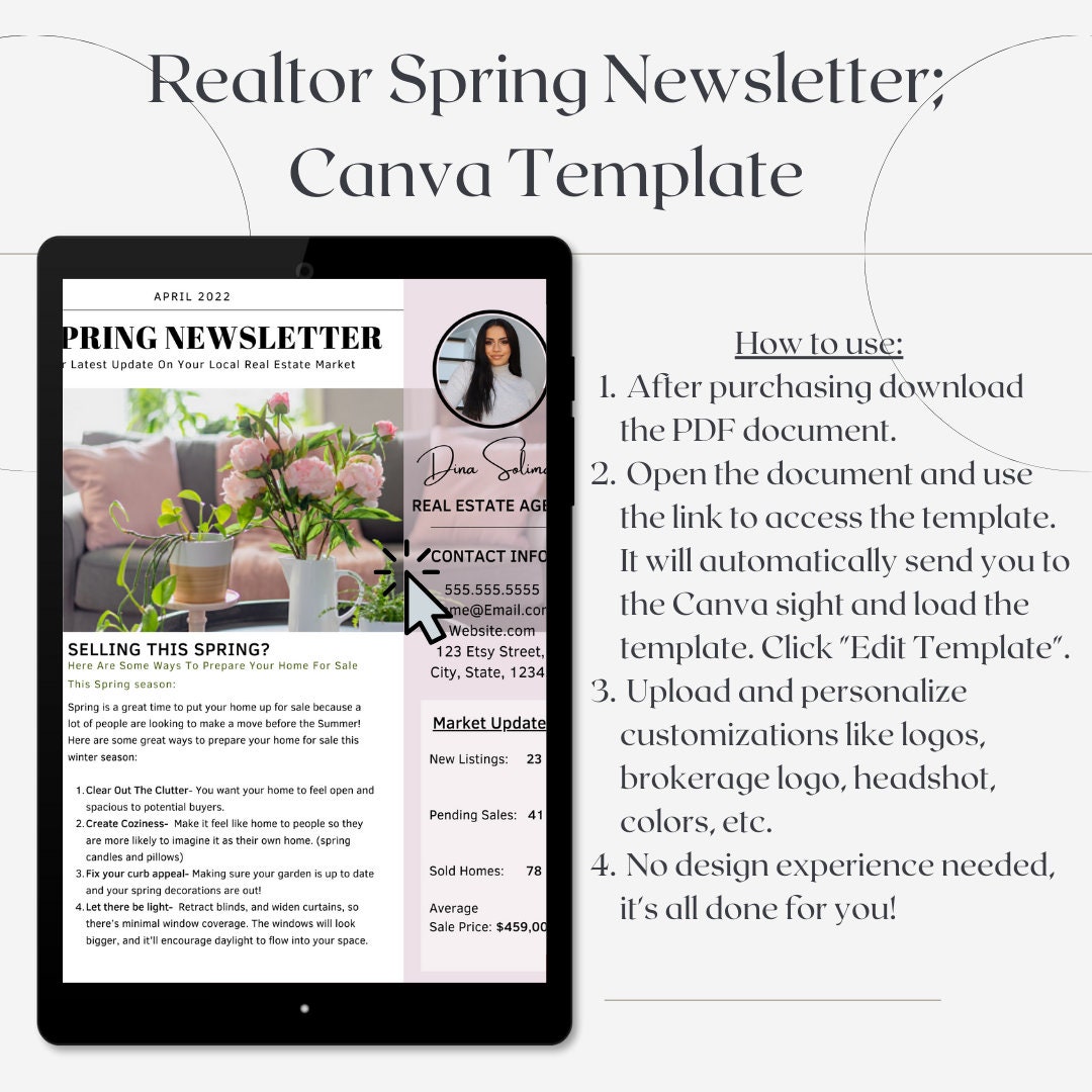 Real Estate Newsletter TEMPLATE, Spring Theme, Modern Realtor ...