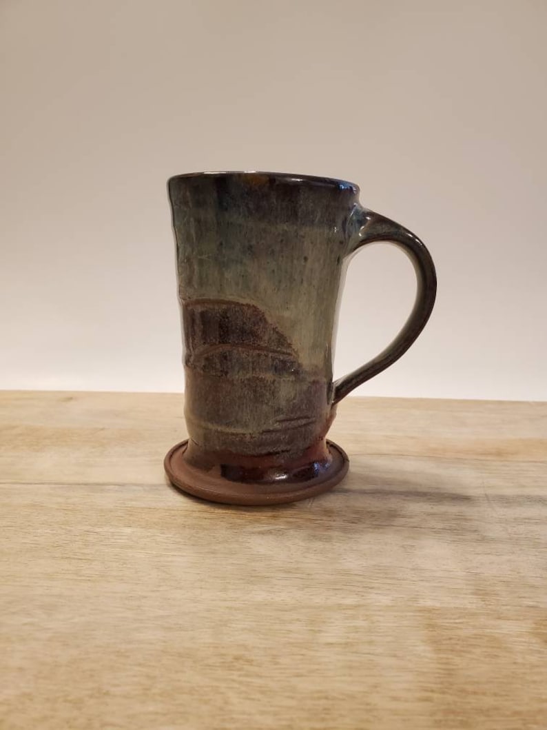 Coffee Mug Handcrafted Stoneware Mug With Drip Base. Volcano Blue ...