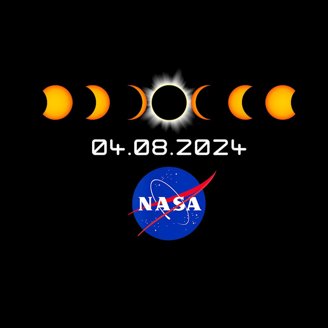 NASA Shirt Total Solar Eclipse 2024 Totality Astronomy Digital PNG - Etsy