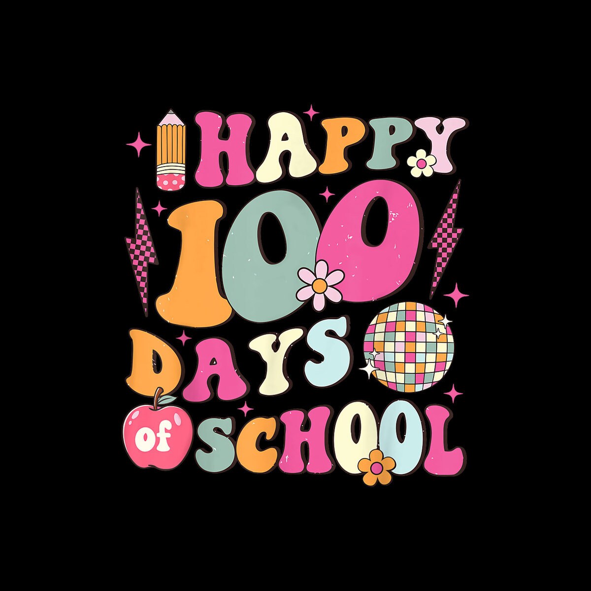 Happy 100 Days of School Retro Disco 100th Day of School Digital PNG - Etsy