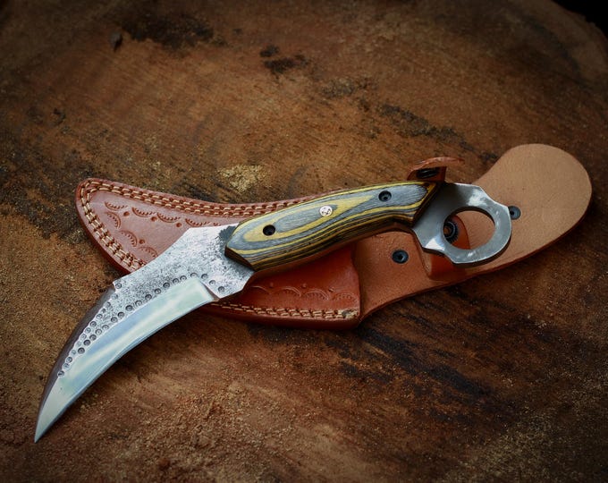 Custom Handmade Karambit Knife With Cow Leather Cover - Etsy
