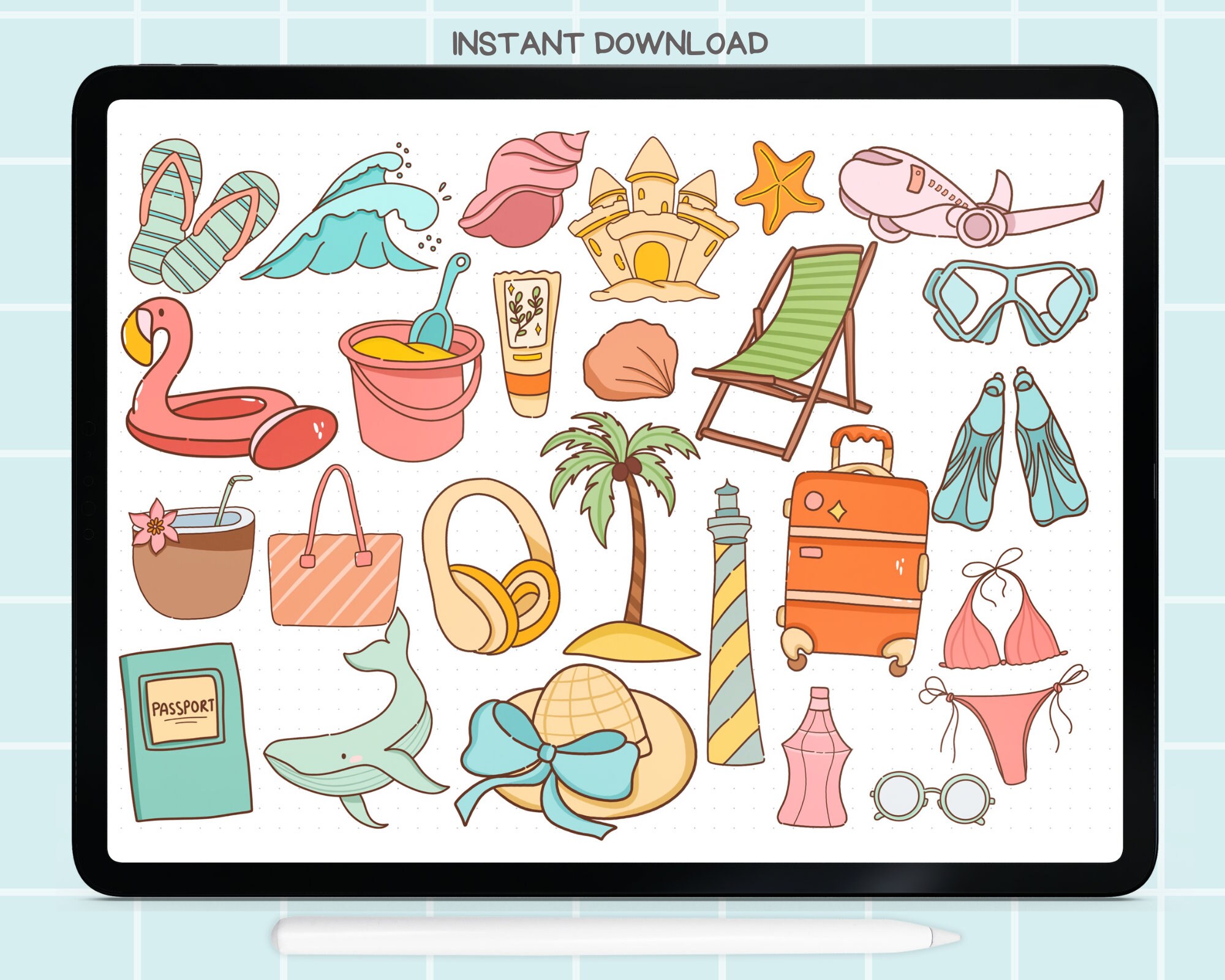 Summer Vibes Digital Stickers Summer Goodnotes Stickers - Etsy