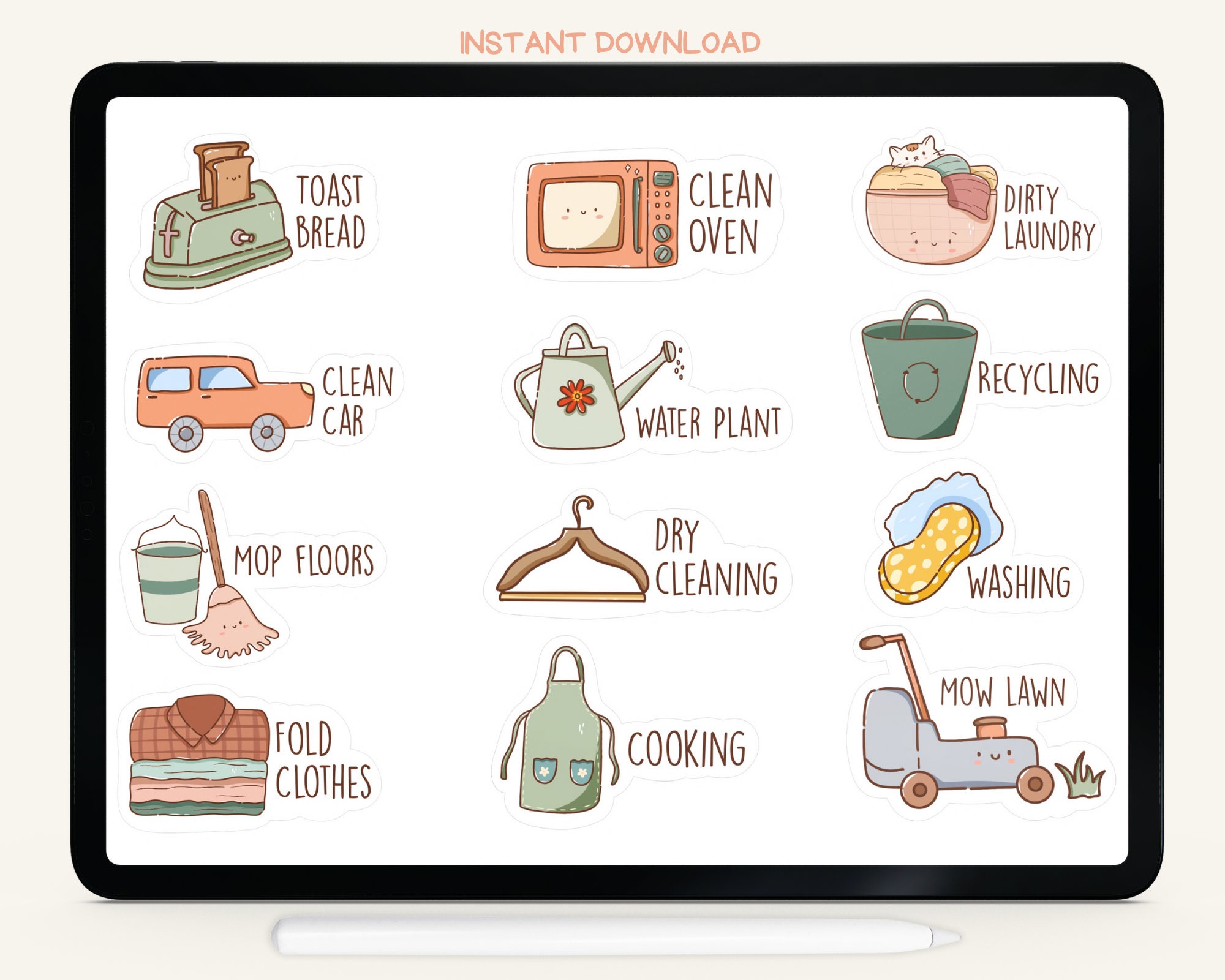 House Chore Goodnotes Stickers Cleaning Digital Stickers for - Etsy